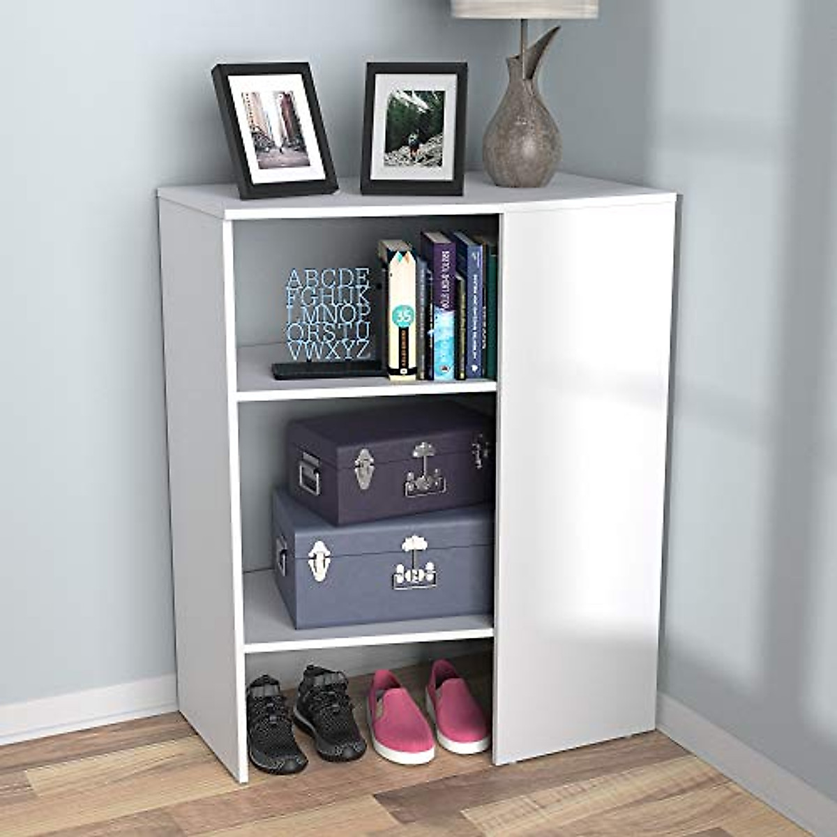 ClosetMaid SuiteSymphony Wood Corner Shelf Unit, 2 Shelves, Adjustable, Stacking, For Storage, Closet, Clothes, Shoes, Décor, Pure White, 41.13" X 19.63" X 31.75" Corner Unit