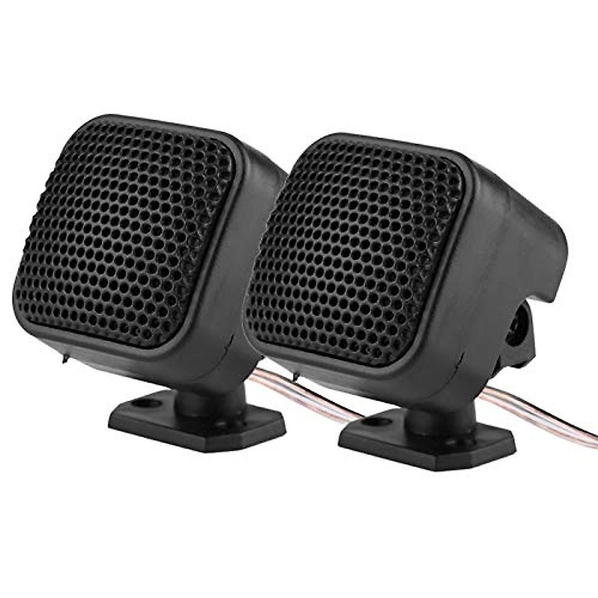 Automobile Tweeter Loudspeaker, 2pcs Car Small Square Speaker 500W Loud Audio Music Tweeter Loudspeaker for Most Cars Black