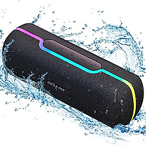 ZEALOT Portable Bluetooth Speaker, Outdoor Speaker, Wireless Speaker with Subwoofer 20W, Dual Pairing, Loud Stereo Bass, Waterproof IPX5, Dual Driver/USB/TF/AUX, Long Playtime, Home/Outdoor/Gym–Black