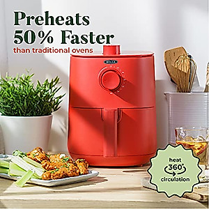 BELLA 2.9QT Manual Air Fryer, No Pre-Heat Needed, No-Oil Frying, Fast Healthy Evenly Cooked Meal Every Time, Removeable Dishwasher Safe Non Stick Pan and Crisping Tray for Easy Clean Up, Matte Red