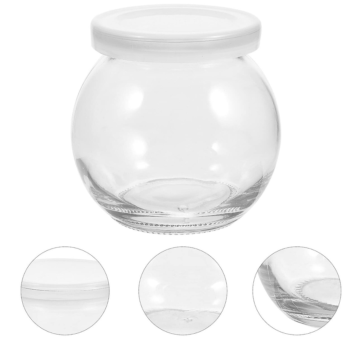 Hemoton 2pcs spherical pudding bottle glass honey bottles glass candy jars yogurt jars with caps yogurt storage glasses nuts jars mason jar glasses glass pudding jars with cover plastic