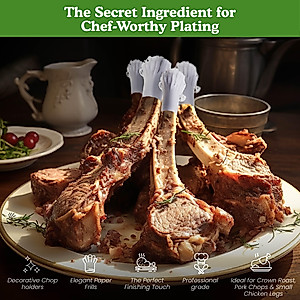 Regency Wraps Paper Frills, Elegant Decorative Holders for Lamb and Pork Chops and Small Chicken Legs, 5/8" Diameter, Small, White, Pack of 8