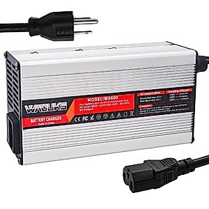 WAOUKS 72V 6A Charger 72V 82.8V Lead Acid Battery Charger DC Plug 3pin C13 N+L- Used for 72V Lead Acid AGM Gel VRLA OPZV Battery Full Charged 72V Smart Charger