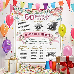 HAINANBOY 50th Birthday Gifts for Women with Box, 50th Birthday Decoration Blanket Birthday Gift for 50 Year Old Women, 1963 50th Birthday Gifts Ideas