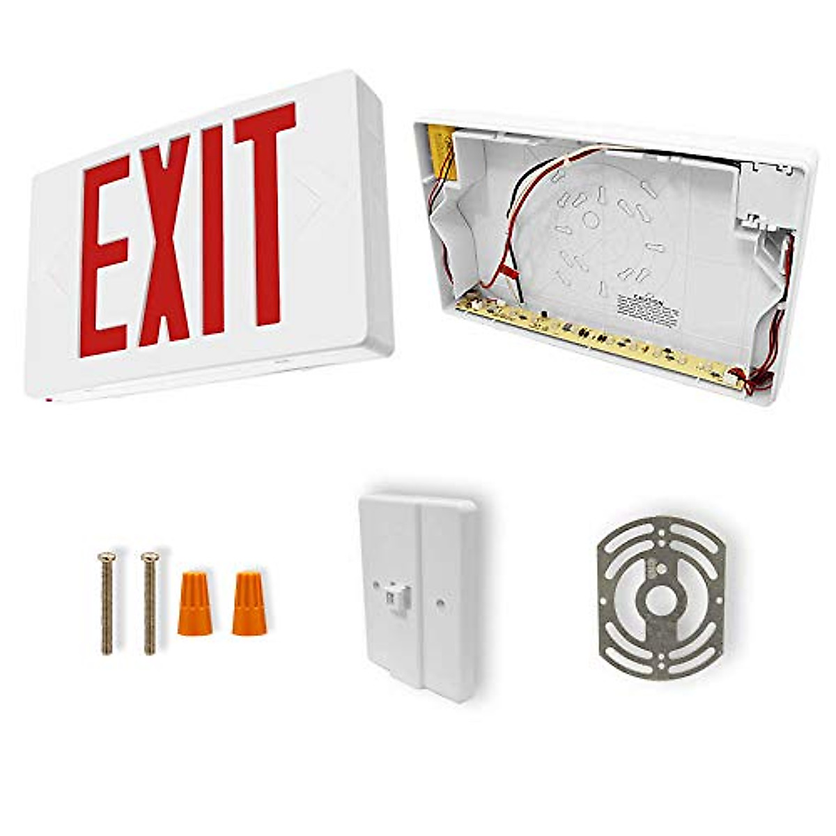 LFI Lights | Red Exit Sign | All LED | White Thermoplastic Housing | Hardwired with Battery Backup | Optional Double Face and Knock Out Arrows | UL Listed | Contractor Standard | (1 Pack) | LED-R