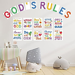 20 Pieces Ten Commandments Poster for Kids Christian Bible Verse Poster Inspirational Religious Scripture Wall Poster for Classroom Church Sunday School Christian Scripture Home Decor (White Base)