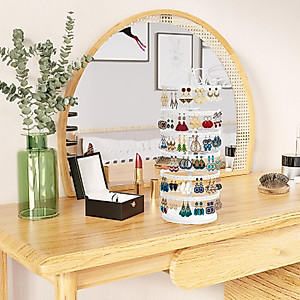 MODOWEY 6 Tier Rotating Metal Earring Holder Organizer Stand Adjustable Display Tree for Women, 264 Holes Large Storage Rack for Stud Post Dangling Hoop, Keep Earrings Neatly Arranged(White)