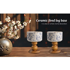 Blue and White Ceramics Scented Candles, Ceramic Wooden Candles, Home Decor Candles,Chinoiserie Ceramics Candles,5 Oz|Camellia Flavor,30 Hours, House Warming Gift New Home (Blue)