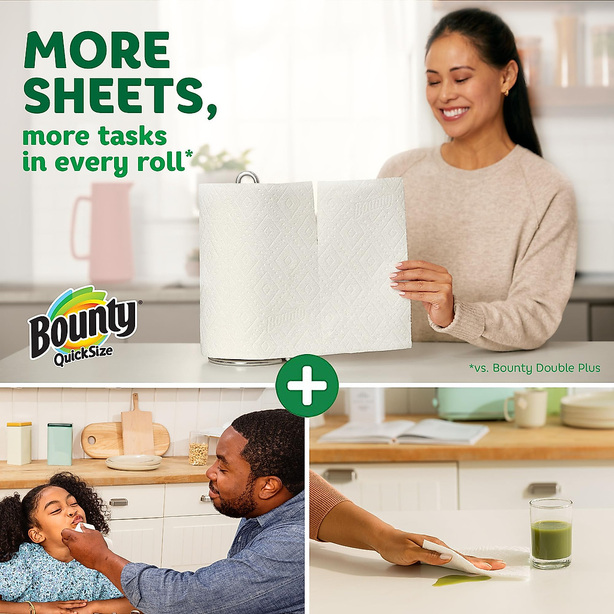Bounty Quick-Size Paper Towels, White, 12 Family Rolls = 30 Regular Rolls (Packaging May Vary)