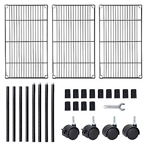 ZENY 3-Shelf Heavy Duty Shelving Storage Unit with Casters, Metal Organizer Wire Rack for Kitchen, Office, Garage, Black