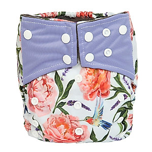 AIll in One Night AIO Cloth Diaper Nappy Sewn in Insert Reusable Washable Girls (Hummingbirds Foliage)