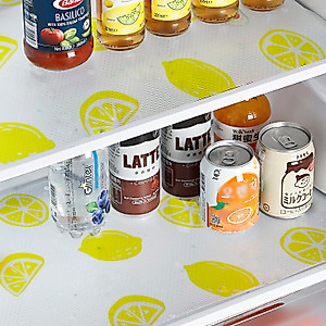 8Pcs Refrigerator Liners Shelf Liners for Kitchen Cabinets, 17.7"x11.8" Washable Non-Slip Fridge Liner, Cabinet and Drawer Liner for Fridge/Wire Shelf/Glass Shelves (Lemon)