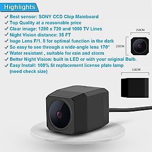 HDMEU Vehicle Car Rear View Backup Camera, Reversing Camera for Caddy;Passat B5 3B Limuzyna;Passat B6 3C Estate; Variant 2.0 TDI;Transporter T5 Touareg Caravell Multivan; Jetta;Sagitar;Golf Plus.