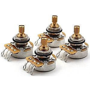 CTS 500k pot, 500k potentiometer guitar potentiometer for volume and tone, short Split Shaft Audio Taper Pots - Set of Four (4X) - 10% Tolerance - TAOT The Art Of Tone