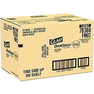 GLAD ForceFlex Tall Drawstring Trash Bags, 13 Gallon White Trash Bags for Tall Kitchen Trash Can, Gain Original Scent to Eliminate Odors, 100 Count - Packaging May Vary