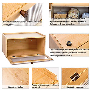 ETMI Bamboo Bread Box for Kitchen Counter-Large Capacity Bread Storage Container Farmhouse Bread Box with Window Bread Holder