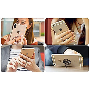 Dynippy Cell Phone Ring Holder Finger Ring Stand - 2 Pack Kickstand Metal 360°Rotation Grip Holder Compatible with iPhone, Galaxy and Most of Phones, Tablet and Case (Pink and Red)