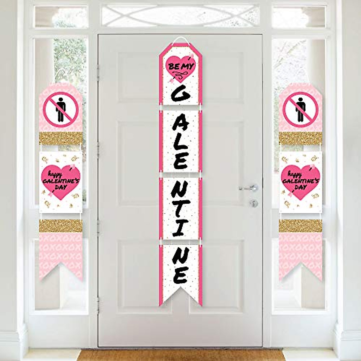 Big Dot of Happiness Be My Galentine - Hanging Vertical Paper Door Banners - Galentine’s & Valentine’s Day Party Wall Decoration Kit - Indoor Door Decor