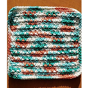 Handmade crochet washcloths, dishcloths 100% cotton set of 4 (Ahoy and mint colors) * thick and dense*