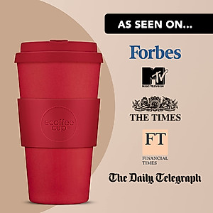 Ecoffee Cup Reusable Sustainable To-Go Travel Coffee-Cup Portable Cups With No Leak Silicone Lid - Dishwasher Safe (14oz, Red Dawn)