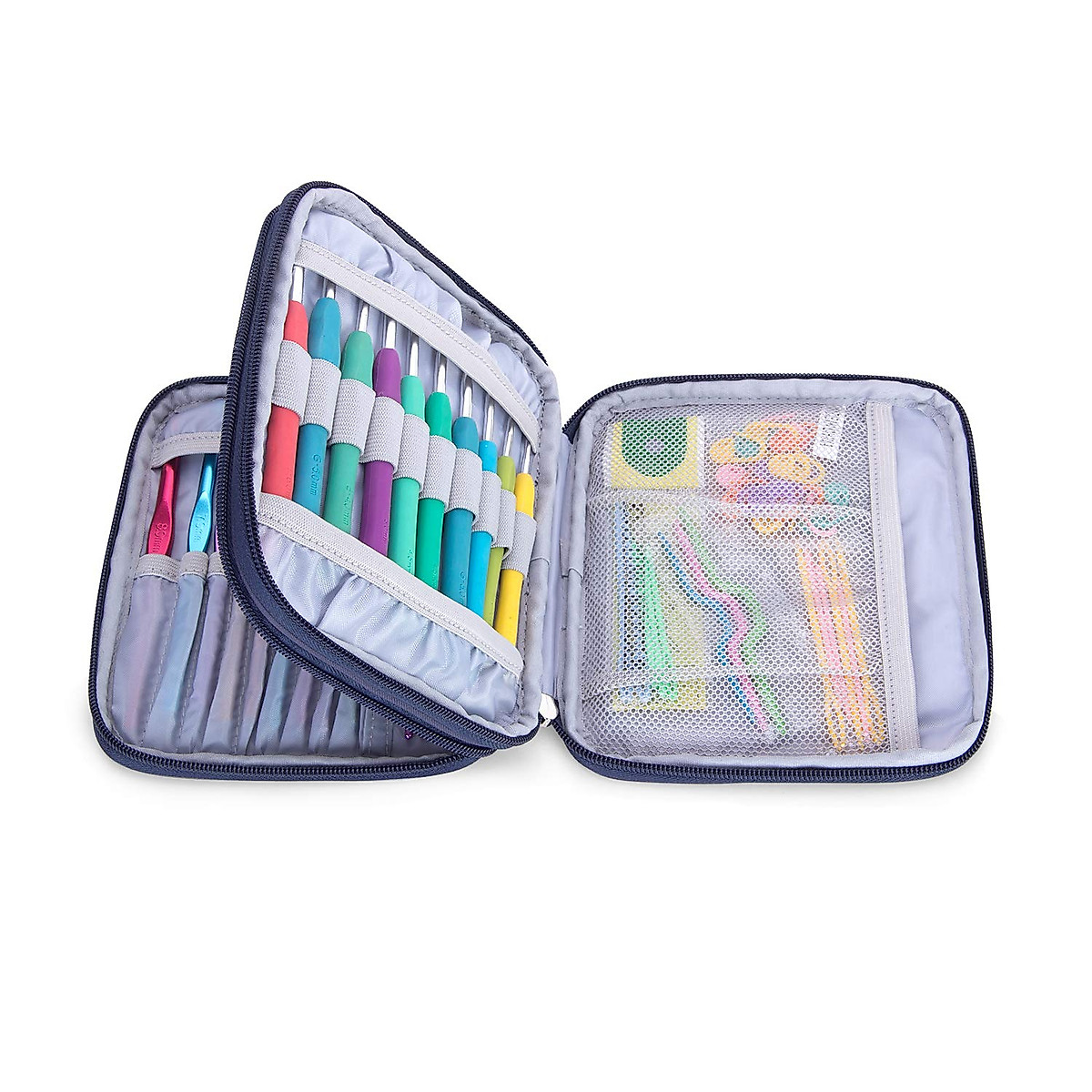 Teamoy Crochet Hooks Case, Aluminum Crochet Hooks Storage Bag for Crochet Kits and Knitting Accessories,Perfect for Beginners and Experienced Crochet Lovers, Owls (Bag Only)