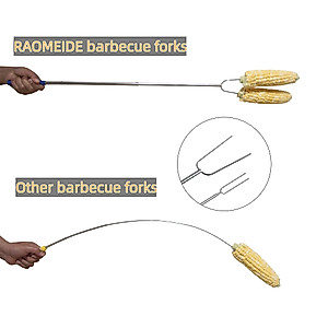 RAOMEIDE 32" Heavy Duty Hot Dog Sticks for Campfire, Marshmallow Roasting Sticks for Fire Pit, Smores Sticks for Fire Pit Long, Smores and Marshmallows Skewers 4 Pack