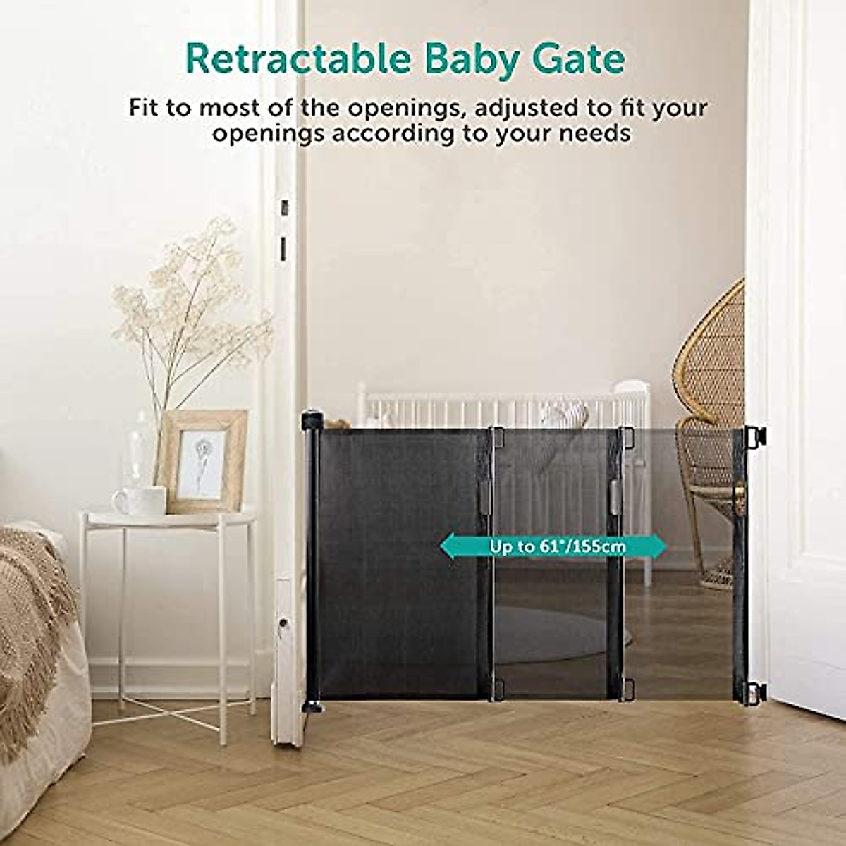 LIKOVSCI Magic Pet Gate Dog Gates for The House,Baby Cat Mesh Gates for Doorways,Kitchen,Living Room,Bedroom,Stairs,Easy Install Anywhere,8 Hooks
