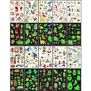 JCFIRE Temporary Tattoo for Kids | Glow in Dark Party Favors, Luminous Kids Tattoos temporary for Boys and Girls, Glow Party Accessories Tattoo Stickers | Party Supplies Birthday Gifts for Children