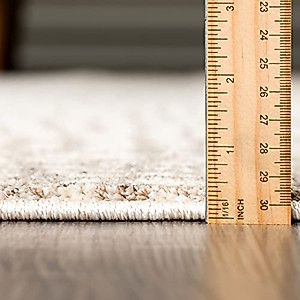 Abani Contemporary Design Beige & Cream 7'9" x 10'2" (8'x10') Area Rug Rugs - Unique Non-Shed Desert Folds Print Living Room Rug