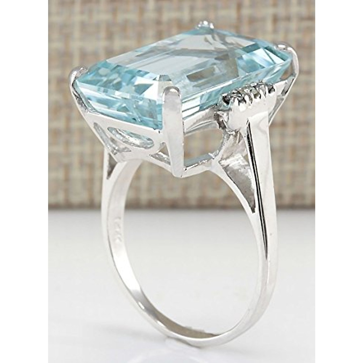 Zhiwen DOCCESTU Vintage Fashion Women 925 Silver Aquamarine Gemstone Ring Engagement Wedding Jewelry Size 5-11 (8#)