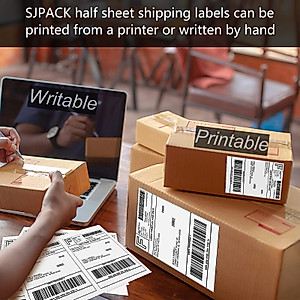 SJPACK 1000 Half Sheet Self Adhesive Shipping Labels 8.5" x 5.5" Address Labels for Laser & Inkjet Printers