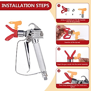 DUSICHIN DUS-365 Airless Paint Spray Gun High Pressure 3600 PSI 517 TIP Swivel Joint Extension Rod Paint Spray Hose 50 Feet Diameter 1/4 inch for Titan Graco Airless Paint Sprayer Aftermarket Parts