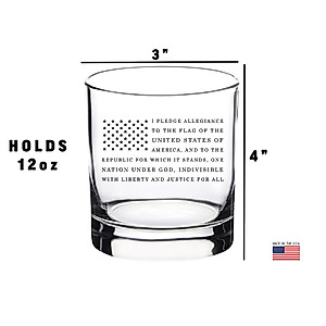 Rogue River Tactical Pledge Of Allegiance Old Fashioned Whiskey Glass Gift For Military Veteran Active Duty Patriotic American