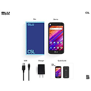 BLU C5L Android Cell Phone 5'' 16GB Memory Factory Unlocked 5.0'' Display -Black