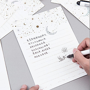 Stationery Paper Letterhead Sheets,36 Pcs Starry Sky Theme Series Stationery Design Writing Stationery Paper,For Writing Letters Wedding Invitations Crafts Computer Office Note(White