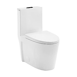 Swiss Madison Well Made Forever SM-1T254HB, St. Tropez One Piece Elongated Toilet Dual Vortex Flush, Black Hardware