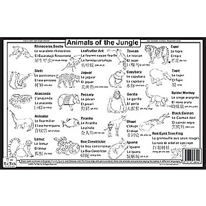 Tot Talk Educational Kids Placemats - Animals Nature of 4 Table Mats: Ocean, Jungle, Savanna, Mountain Animals - Reversible Activities - Waterproof, Washable, Wipeable, Durable, Double-Sided