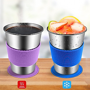 Uarzt Kids Cups with Straws and Lids, Toddler Sippy Cup Spill Proof, Unbreakable Stainless Steel Drinking Tumbler with Sleeves for Kid and Adult, Water Mug with Bonus Coasters & Brushes (12oz, 5 Pack)