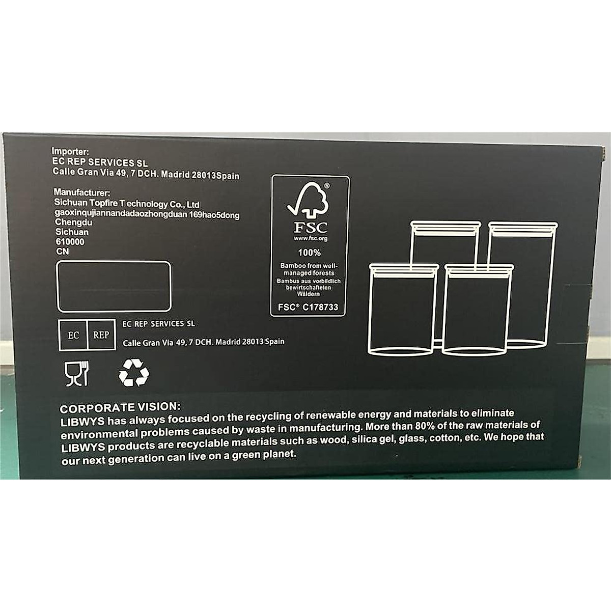 LIBWYS Pantry Glass Storage Jars with Bamboo Lids Set of 4, 135oz Airtight Food Containers Kitchen Storage Jars - Dishwasher Safe (4pack)