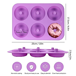 HEHALI 3pcs Donut Pan, Non-Stick Silicone Donut Mold, Bagel Doughnuts Pan for Baking in Clearance, Tray Measures 10x7 Inches