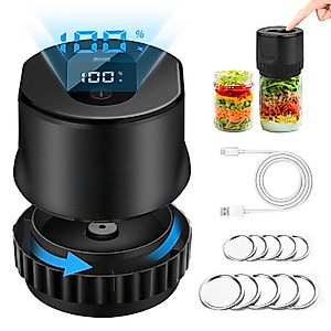 Electric Mason Jar Vacuum Sealer, Cordless Mason Jar Vacuum Sealer Kit for Wide Mouth and Regular Mouth Mason Jars, Portable Food Storage for Food Vacuum Storage