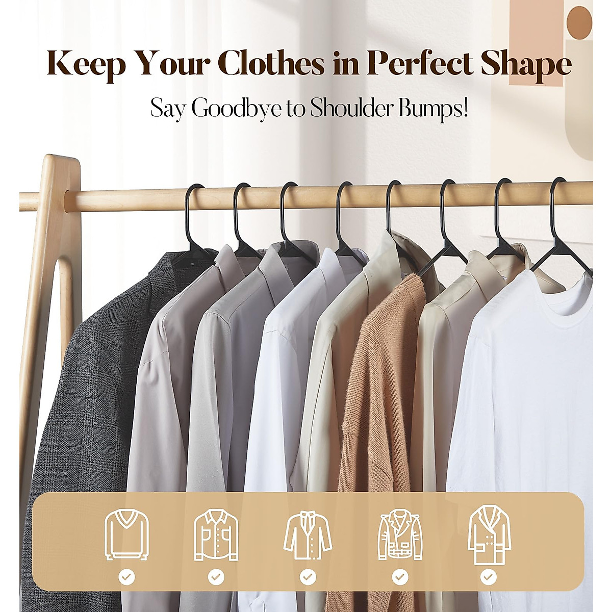 HOUSE DAY Plastic Hangers Shoulder Expanders, Anti-Deformation Garment Protectors, Extensions for Clothes Hangers, Prevents Shoulder Bumps & Clothing Shape, Durable & Easy to Use (White 30 Pack)