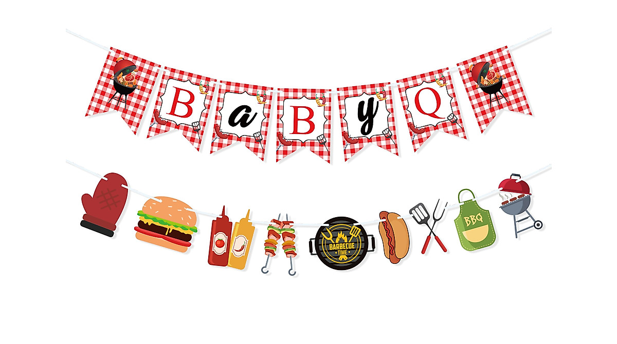 Uniwish Baby Q Banner for Baby Shower & Summer BBQ Decorations