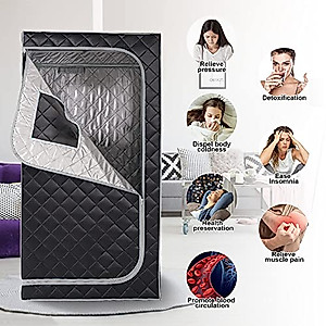 Smartmak Full Body Home Steam Sauna Set, 4L Large Steam Pot One Person Portable Sauna Spa with Time & Temperature Remote Control, Upgraded Chair for Detox Therapy(Grey Border, 33.9" L*33.9" W*65.8" H)