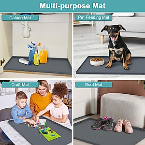 Under Sink Mats for Kitchen Waterproof, Silicone Under Kitchen Sink Mats and Protectors for 34" x 22" Cabinets, Under Sink Tray Organizer, Shelf Liners Cabinet Liner for Kitchen and Bathroom, Gray