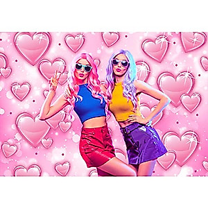 Sensfun Pink Heart Early 2000s Backdrop Y2k Birthday Party Decorations Newborn Baby Shower Love Hearts Photography Background Valentines Day Portrait Photo Booth Studio Shoot Props 7x5ft
