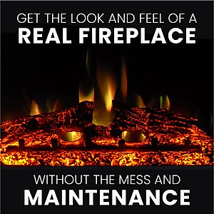 Cambridge Seville 47'' Freestanding Electric Fireplace with Log Insert, Remote, Multi-Color Flame, Walnut Mantel, For Rooms up to 210 Sq.Ft., Adjustable Heat Settings, Timer