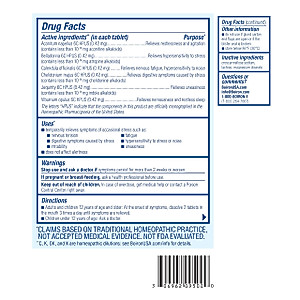 Boiron StressCalm Tablets for Relief of Stress, Anxiousness, Nervousness, Irritability, and Fatigue - 120 Count (2 Pack of 60)