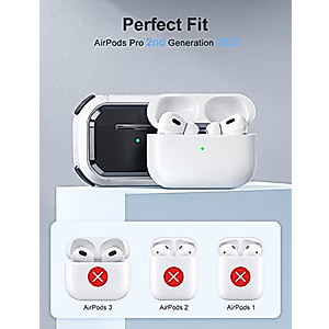 Link Dream AirPods Pro 2 Cases Cover Tough TPU ABS Case with Keychain Full Protective Cover for AirPods Pro 2nd Generation 2022 (Black+White)