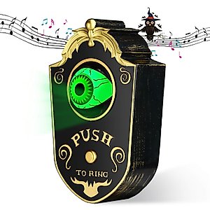Halloween Doorbell for Decoration Talking Lightup Doorbell Animated Eyeball for Indoor & Outdoor, Doorbell with Spooky Sounds, Trick or Treat Event for Kids, Haunted House Halloween Party Decoration